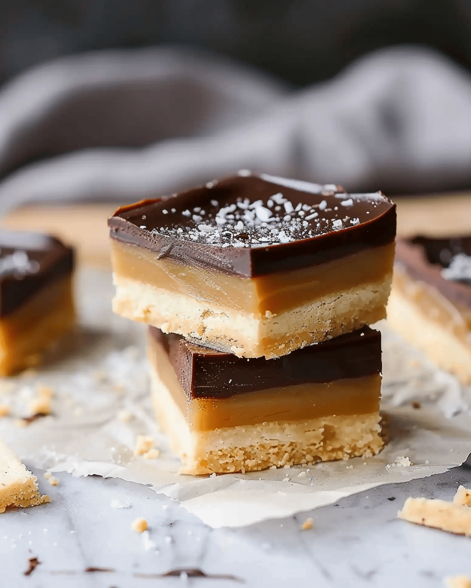 Chocolate Caramel Shortbread Bars (Millionaire Squares) | Kitchen Loving