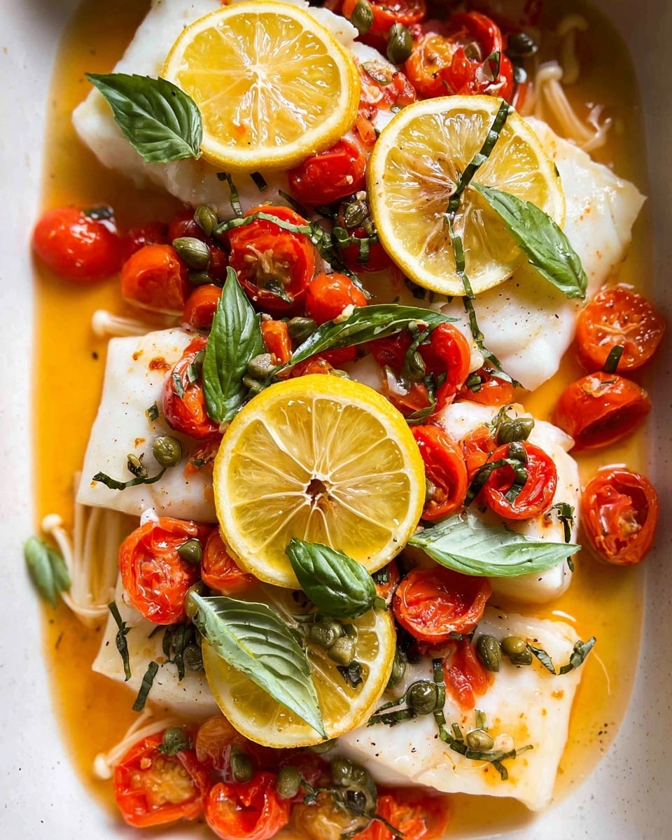 Mediterranean Baked Cod with Cherry Tomatoes & Basil