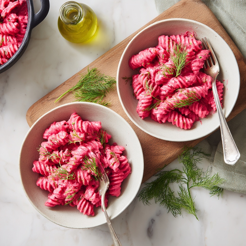 Creamy Roasted Beet Pasta with Cashews & Nutritional Yeast