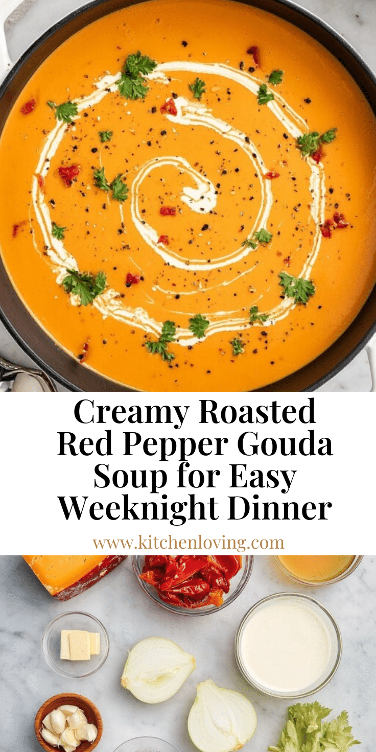 Roasted Red Pepper Gouda Soup - Warm, Creamy & Irresistible
